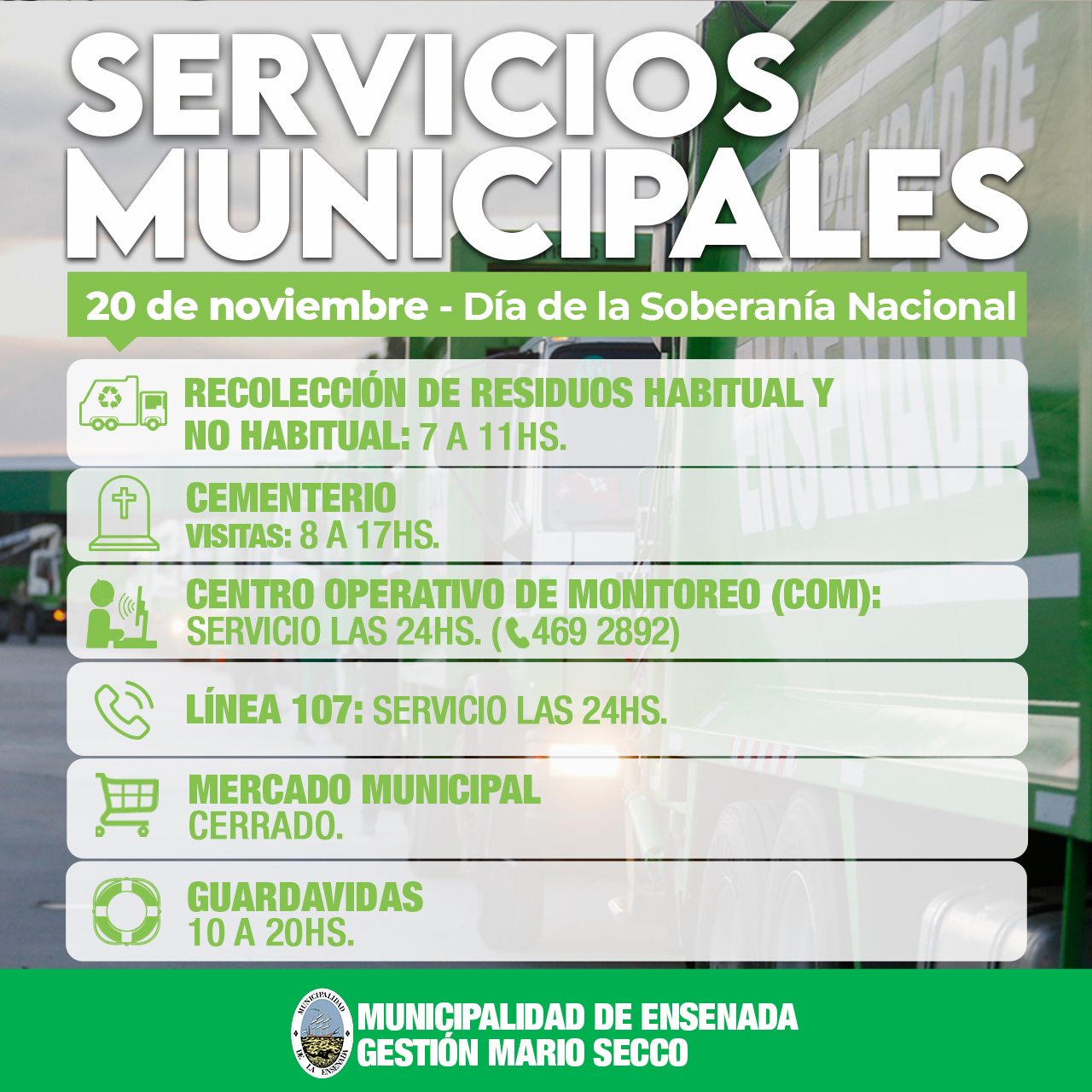 FUNCIONAMIENTO SERVICIOS MUNICIPALES – Municipalidad de Ensenada